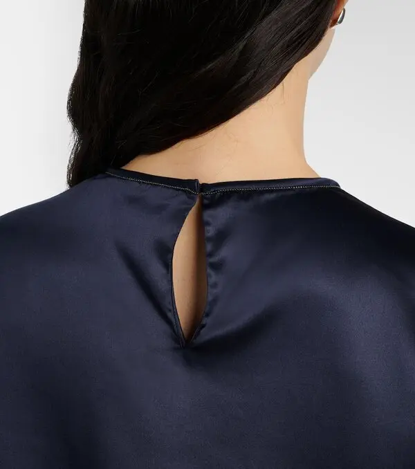 Brunello Cucinelli Silk-blend T-shirt - Blue