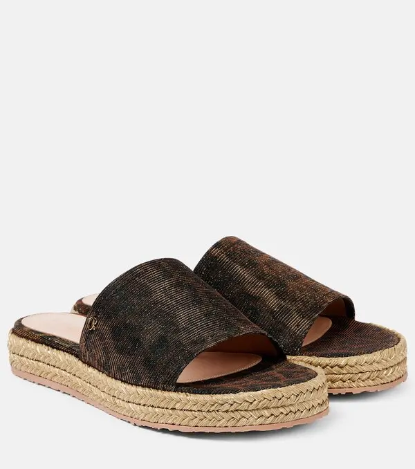 GIANVITO ROSSI Leopard-print Espadrille Platform Slides - Brown