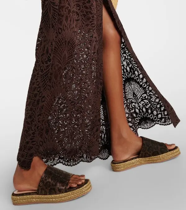 GIANVITO ROSSI Leopard-print Espadrille Platform Slides