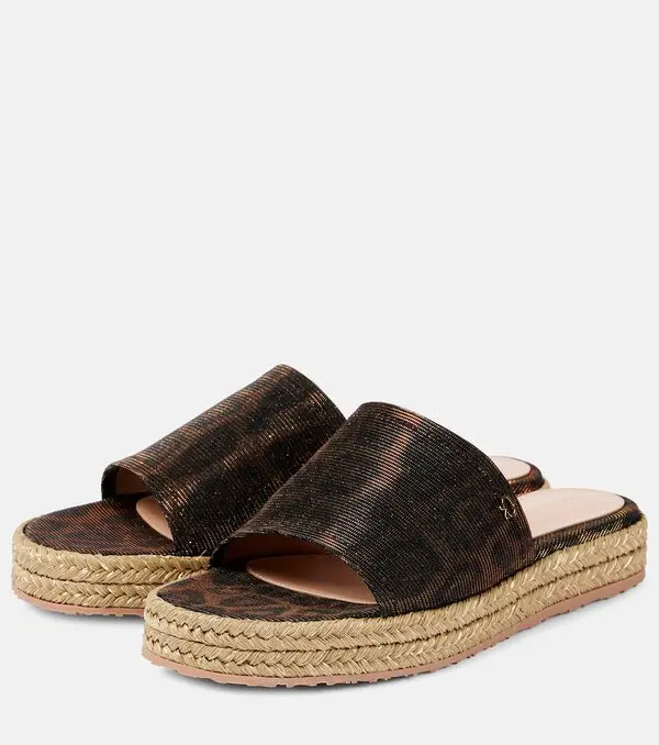 GIANVITO ROSSI Leopard-print Espadrille Platform Slides