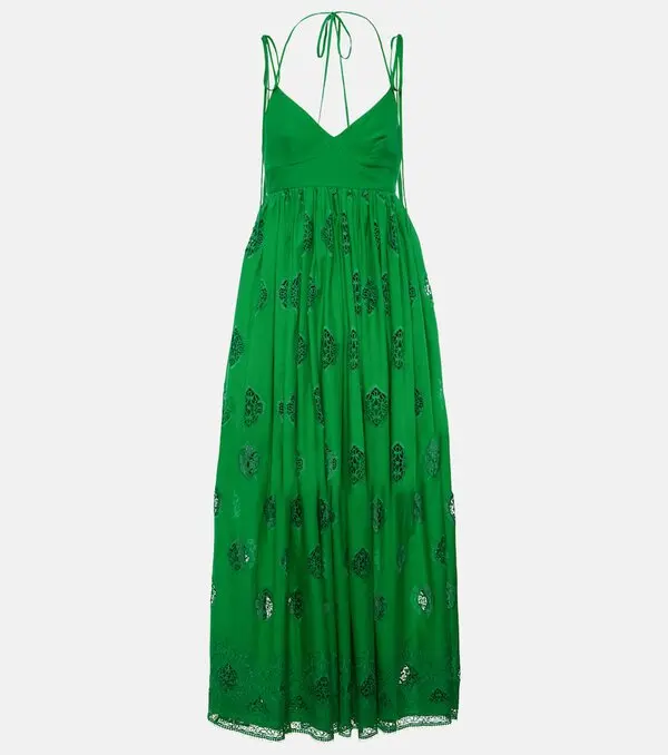 Erdem Embroidered Cotton-blend Midi Dress