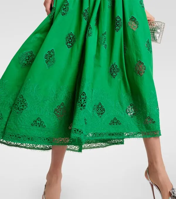 Erdem Embroidered Cotton-blend Midi Dress