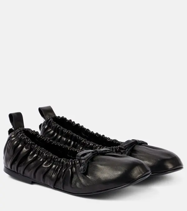 Acne Studios Bow-detail Leather Ballerinas - Black
