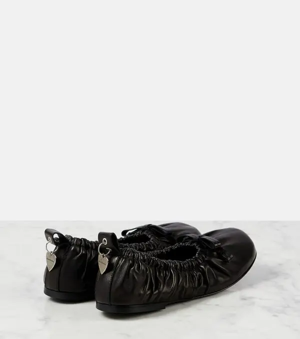 Acne Studios Bow-detail Leather Ballerinas