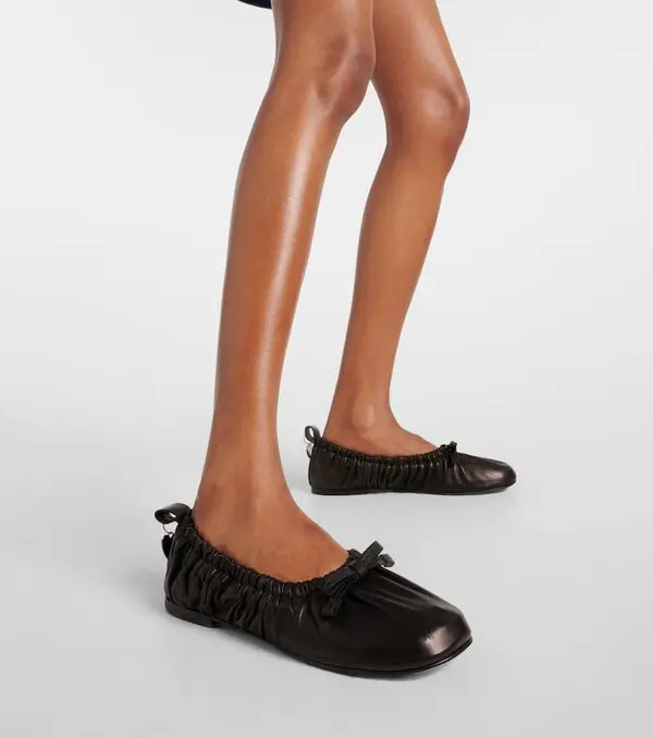 Acne Studios Bow-detail Leather Ballerinas