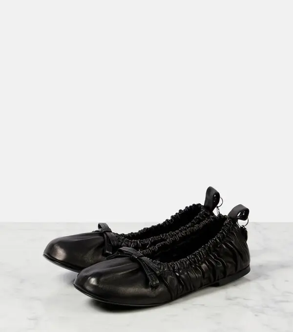 Acne Studios Bow-detail Leather Ballerinas