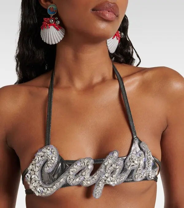 Dolce & Gabbana Capri Crystal-embellished Bra Top