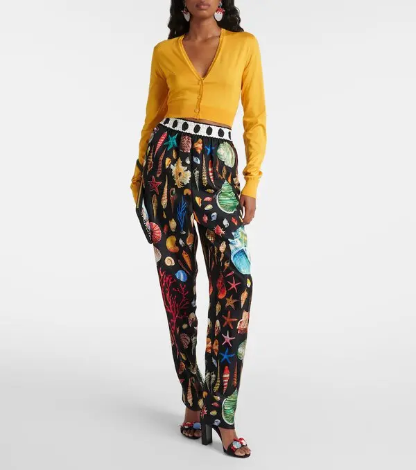 Dolce & Gabbana Cropped Silk Cardigan - Yellow