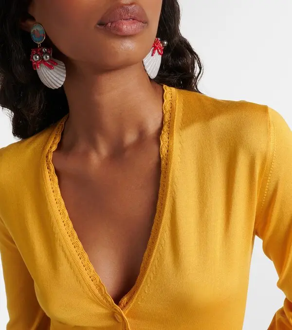 Dolce & Gabbana Cropped Silk Cardigan - Yellow