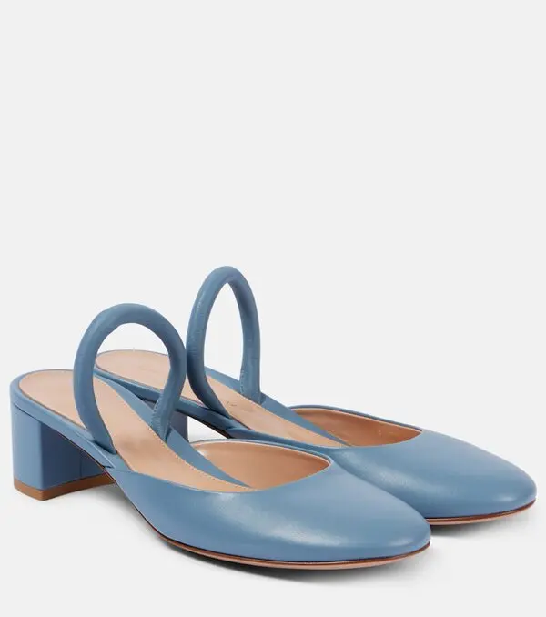 GIANVITO ROSSI Tivoli Leather Mules - Blue
