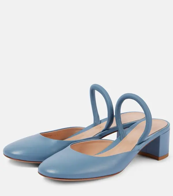 GIANVITO ROSSI Tivoli Leather Mules - Blue