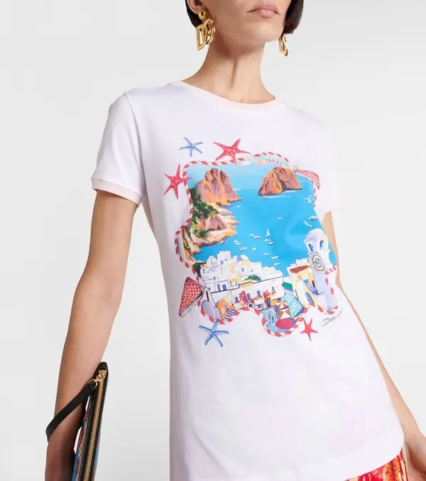 Dolce & Gabbana Capri Printed Cotton Jersey T-shirt