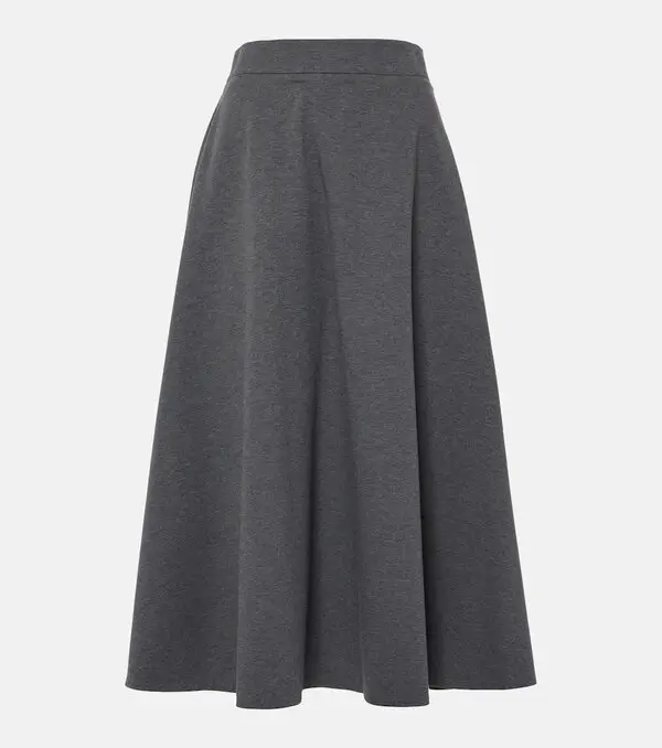Brunello Cucinelli Cotton-blend Midi Skirt - Grey