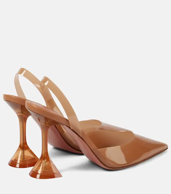 Amina Muaddi Holli Glass 95 Slingback Pumps - Beige