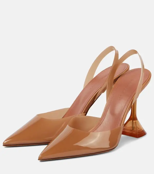 Amina Muaddi Holli Glass 95 Slingback Pumps - Beige