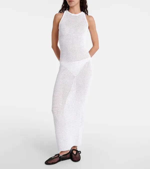 AlaA Waffle-Knit Maxi Dress - White | Editorialist