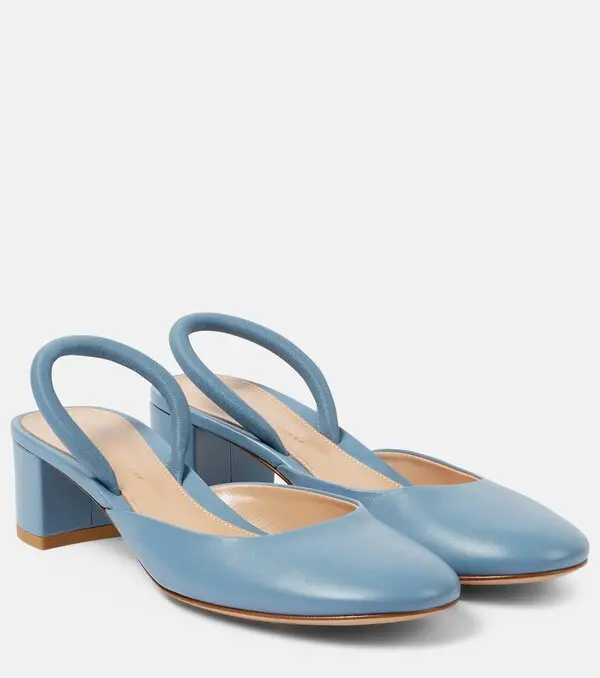 GIANVITO ROSSI Tivoli Leather Mules - Blue