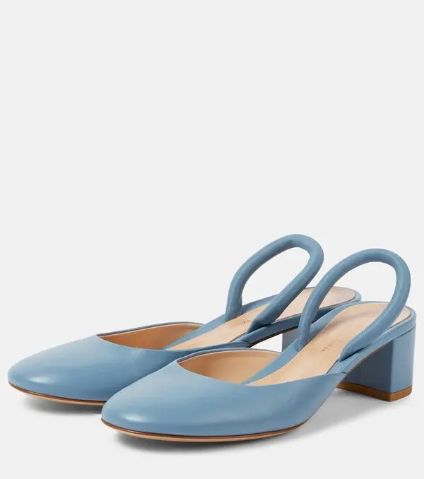 GIANVITO ROSSI Tivoli Leather Mules - Blue