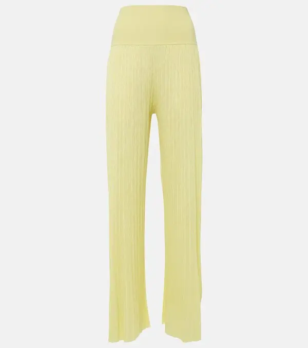 Alaïa Pleated High-rise Straight Pants - Yellow