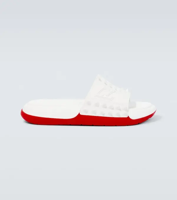 CHRISTIAN LOUBOUTIN Take It Easy Embellished Rubber Slides - White