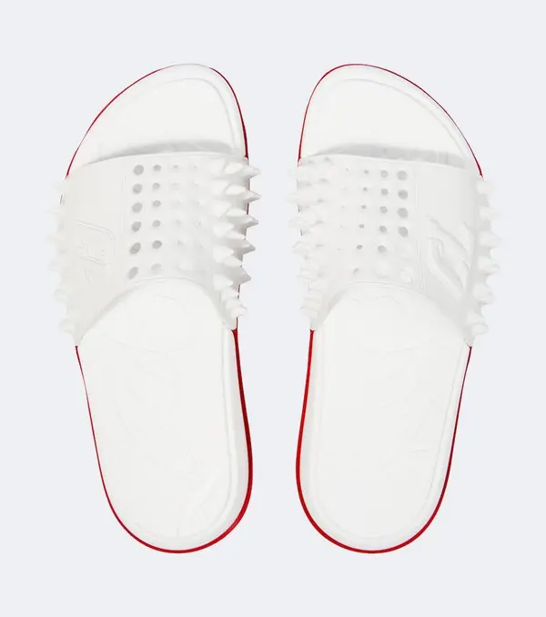 CHRISTIAN LOUBOUTIN Take It Easy Embellished Rubber Slides - White