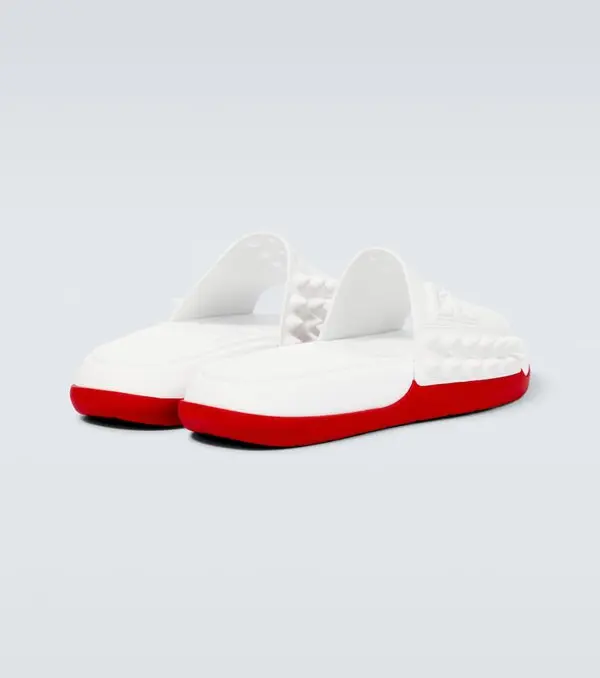 CHRISTIAN LOUBOUTIN Take It Easy Embellished Rubber Slides - White