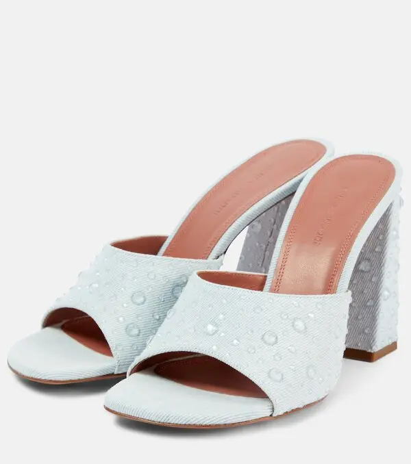 Amina Muaddi Brigitte 95 Mules - Blue