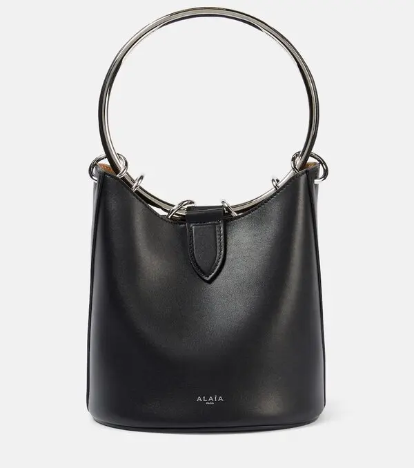 Alaïa Ring Medium Leather Bucket Bag - Black