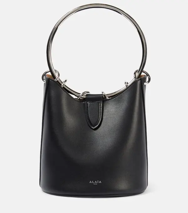 Alaïa Ring Medium Leather Bucket Bag - Black
