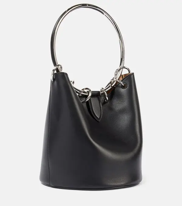 Alaïa Ring Medium Leather Bucket Bag - Black