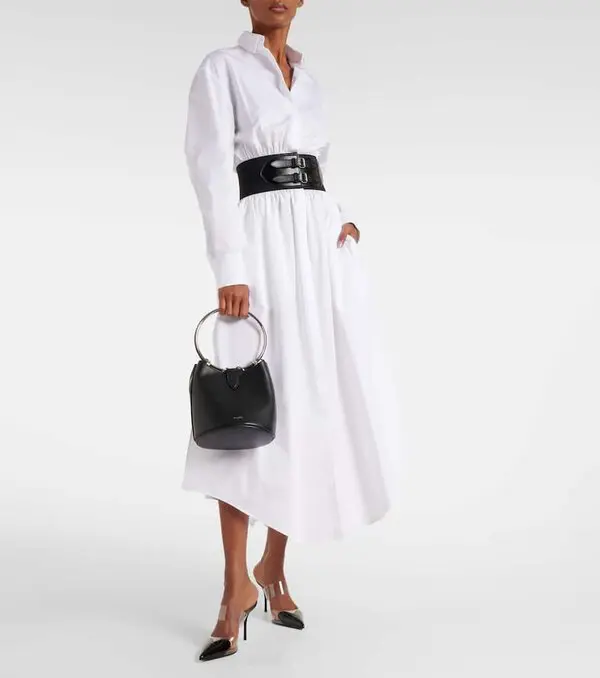 Alaïa Ring Medium Leather Bucket Bag - Black