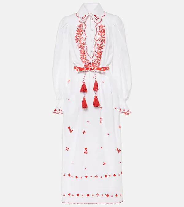 knee length dresses for ladies HAZEL EMBROIDERED MIDI DRESS