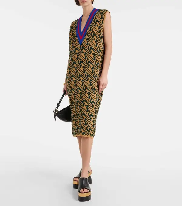 Dries Van Noten Intarsia Midi Dress
