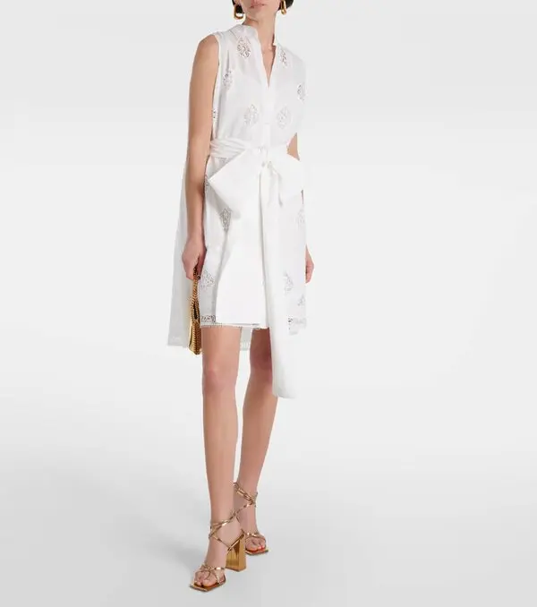 Erdem Embroidered Cotton-blend Minidress