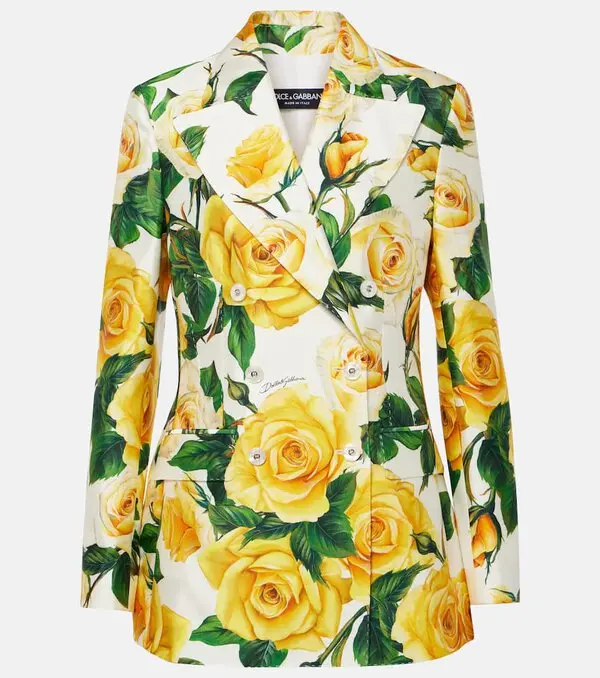 Dolce & Gabbana Turlington Floral Silk-blend Jacket - Yellow