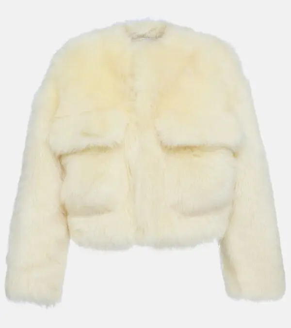 Bottega Veneta Cropped Shearling Jacket - Beige