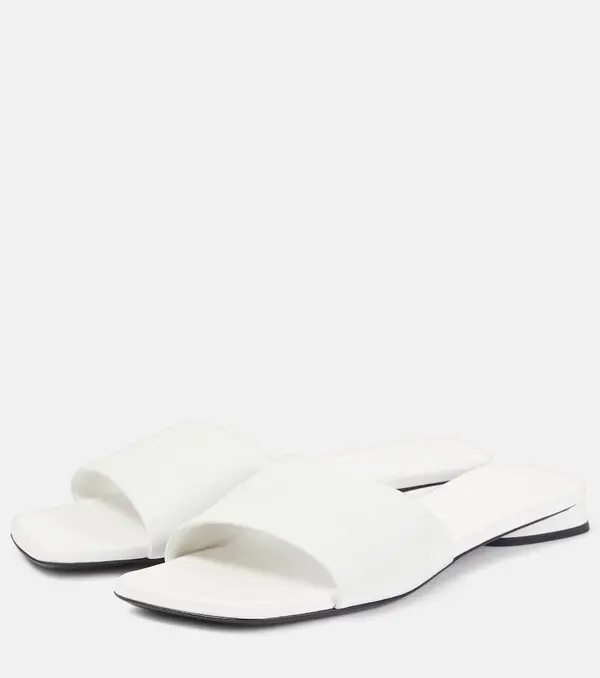Balenciaga Duty Free Leather Slides - White