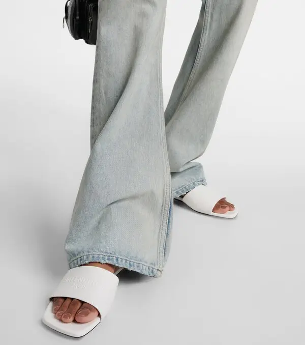 Balenciaga Duty Free Leather Slides - White
