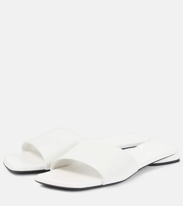 Balenciaga Duty Free Leather Slides - White