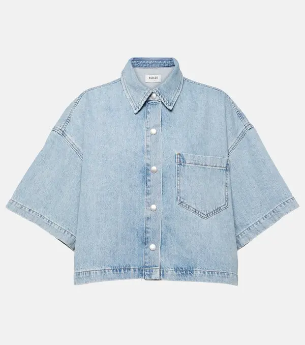 AGOLDE Rona Boxy Cropped Shirt - Blue