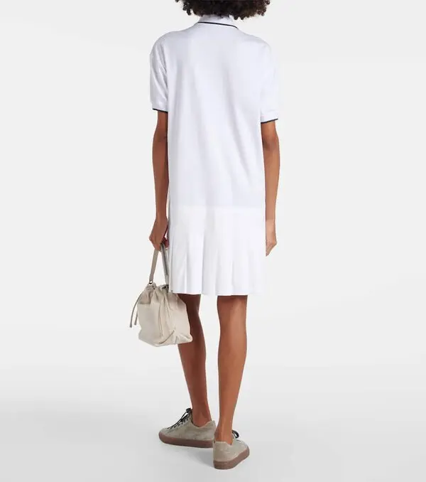 Brunello Cucinelli Pleated Cotton Polo Dress - White