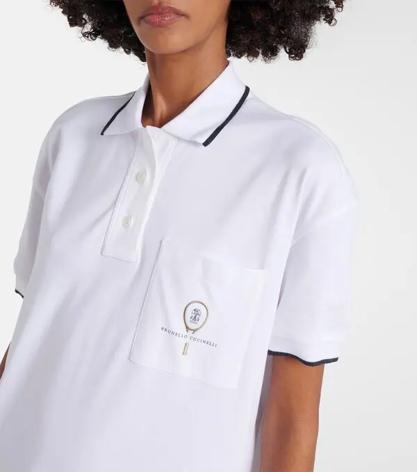 Brunello Cucinelli Pleated Cotton Polo Dress - White