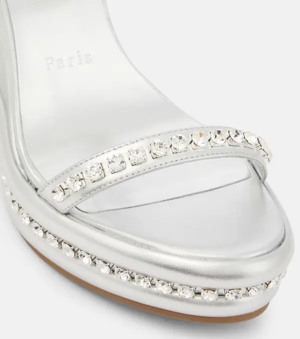 CHRISTIAN LOUBOUTIN Pyrastrass Metallic Leather Wedge Sandals