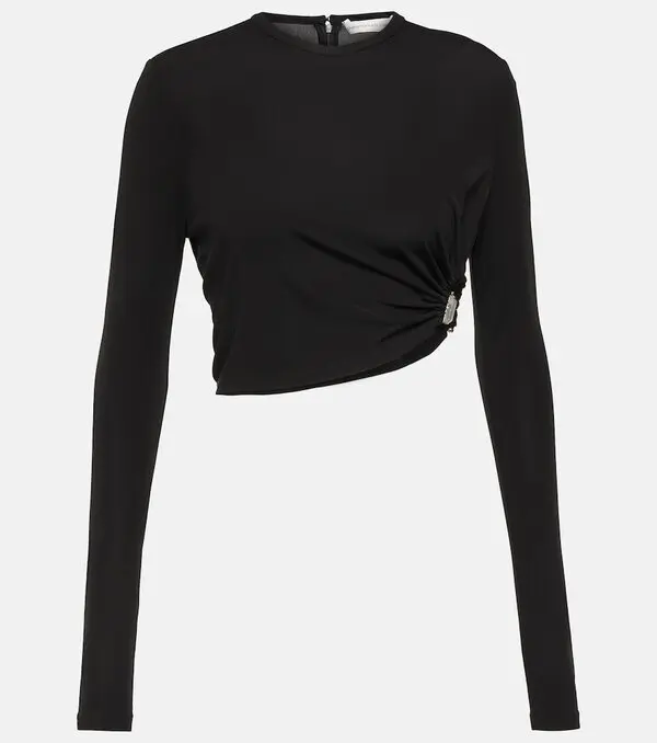 Christopher Esber Embellished Cutout Jersey Top - Black