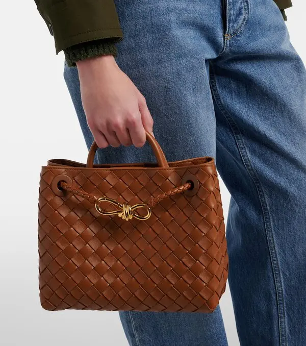 Bottega Veneta Andiamo Small Intrecciato Leather Shoulder Bag - Brown