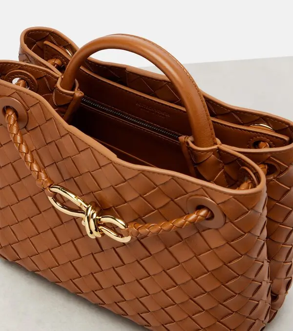 Bottega Veneta Andiamo Small Intrecciato Leather Shoulder Bag - Brown