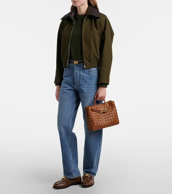 Bottega Veneta Andiamo Small Intrecciato Leather Shoulder Bag - Brown