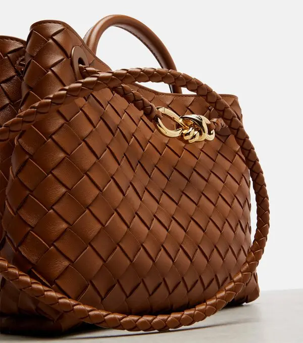 Bottega Veneta Andiamo Small Intrecciato Leather Shoulder Bag - Brown