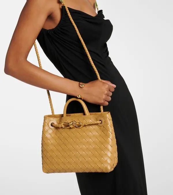 Bottega Veneta Andiamo Small Intrecciato Leather Shoulder Bag - Brown