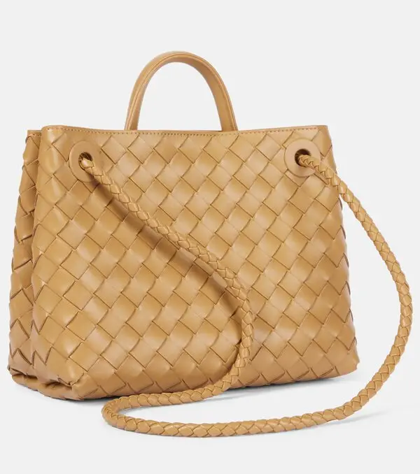 Bottega Veneta Andiamo Small Intrecciato Leather Shoulder Bag - Brown